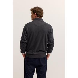 Bugatti Herren Strickjacke "Regular Fit"280, dunkelgrau, Gr. M, unifarben, Strick, 100% Baumwolle, Strickjacken, aus Baumwolle mit Stehkragen