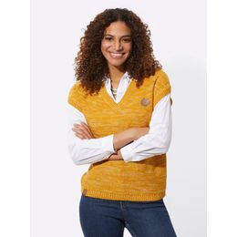 Casual Looks Damen Pullunder "Pullunder", gelb, Gr. 46, gemustert, mehrfarbig, meliert, 54% Baumwolle, 46% Polyacryl, Pullover