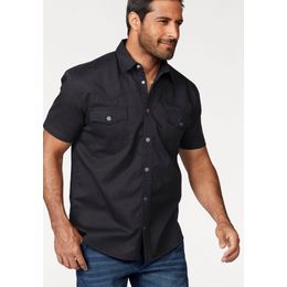 Arizona Herren Kurzarmhemd, schwarz, Basic, Gr. 41, unifarben, Obermaterial: 100% Baumwolle, Hemden, im Western-Stil