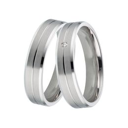 DOOSTI Damen Trauring "Schmuck Geschenk Silber 925 Trauring Ehering Partnerring LIEBE", 54, 0,02 SI = kleine Einschl&uuml;sse mit Brillant, Diamanten