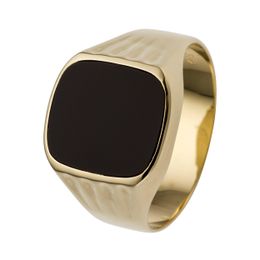 Jobo Herren Fingerring, 66, Gelbgold 585, schwarz, Gelbgold 585, Fingerringe, 585 Gold mit Onyx