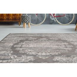 Teppich Calo-deluxe, B:120cm H:5mm L:170cm, grau, Kunstfaser, Wohnzimmer, Teppiche, "Rossa 808", Vintage Design, Wohnzimmer