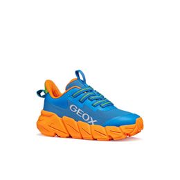 Geox Damen Sneaker "J FLEXYPER FAST BOY", Gr. 35hellblau, orange, Lederimitat, Textil, Mesh, kontrastfarbene Details, Schuhe, Slipper mit auff&auml;lliger