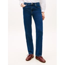 Tommy Hilfiger Damen Straight-Jeansemi, Gr. 33, unifarben, Denim/Jeans, Obermaterial: 99% Baumwolle, 1% Elasthan, Jeans, mit dezenter Logostickerei