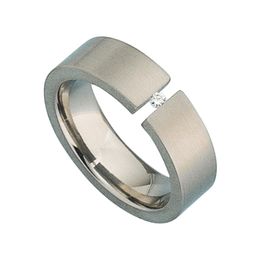 Jobo Damen Diamantring, 54, SI = kleine Einschl&uuml;sse, Diamanten Titan, grau, Diamanten, Titan, Fingerringe, Titan mit Diamant 0,03 ct.