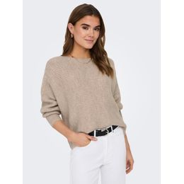Only Damen Strickpullover "ONLDANIELLA L/S PULLOVER KNT NOOS", beige, Gr. S, meliert, Strick, Obermaterial: 77% Polyacryl, 19% Polyester, 4%