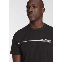 DELMAO Herren T-Shirt, schwarz, Gr. L, bedruckt, Single Jersey, Obermaterial: 100% Baumwolle, Shirts, Kurzarm, mit coolem Print, Rundhalsausschnitt,