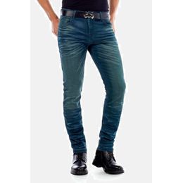 Cipo & Baxx CIPO & BAXX Herren Slim-fit-Jeans "Jeans", gr&uuml;n, Basic, Gr. 33, unifarben, 98% Baumwolle, 2% Elasthan, Jeans, im 5-Pocket Style, CD-492