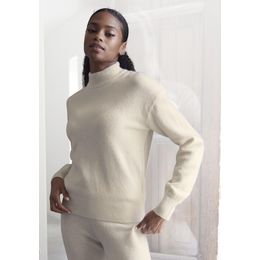 Lascana Damen Strickpullover, Gr. 36, beige, Strick, Obermaterial: 52% Polyester, 44% Polyacryl, 4% Elasthan, meliert, unifarben, Pullover, mit