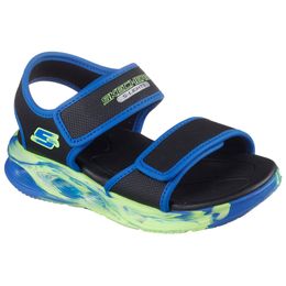 Skechers Kinder Sandale "SOLA GLOW SANDAL", Gr. 28, schwarz, Lederimitat, kontrastfarbene Details, Schuhe, Sandale mit Klettverschluss+Blinkfunk.,