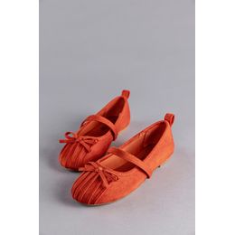 ANISTON SHOES Damen Ballerina, Gr. 38, orange, Textil, Veloursleder, Schuhe, Riemchenballerina, Schlupfschuh, Loafer, Slipper