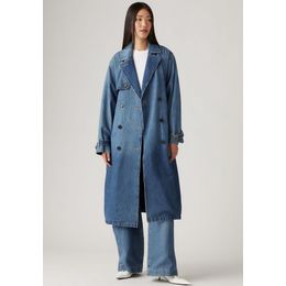 Levi's LEVI'S Damen Trenchcoat "SPADE TRENCH", blau, Gr. M, unifarben, Web, Obermaterial: 100% Baumwolle, M&auml;ntel, mit G&uuml;rtelschlaufen