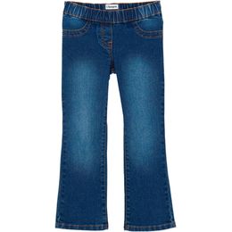 bonprix Kinder Bootcut-Jeans, blau, Gr. 122, unifarben, Obermaterial: 82% Baumwolle, 17% Polyester, 1% Elasthan, Jeans, bequeme Passform mit Gummizug
