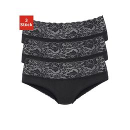 Vivance Damen Slip, Gr. 44, schwarz, Single Jersey, Obermaterial: 95% Baumwolle, 5% Elasthan. Spitze: 93% Polyamid, 7% Elasthan (LYCRA), unifarben,