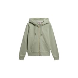 Superdry Damen Kapuzensweatjacke "ESSENTIAL LOGO ZIPHOOD HB", gr&uuml;n, Gr. L, unifarben, Sweatware, Obermaterial: 100% Seide, Sweatjacken, aus