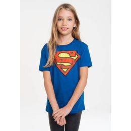 logoshirt M&auml;dchen T-Shirt "DC Comics &ndash; Superman", blau, Gr. 104, unifarben, 100% Baumwolle, Shirts, mit lizenziertem Print
