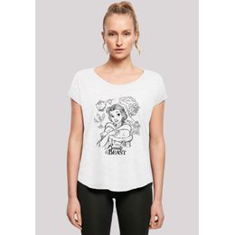 F4NT4STIC Damen T-Shirt "Disney Die Sch&ouml;ne und das Biest Collage Zeichnung", wei&szlig;, Gr. S, Obermaterial: 100% Baumwolle, Shirts, Print