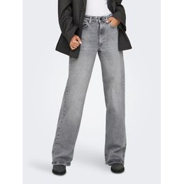 Only Damen High-waist-Jeans "ONLJUICY HW WIDE LEG DNM REA707 NOOS", grau, Gr. 28, unifarben, Denim/Jeans, Obermaterial: 99% Baumwolle, 1% Elasthan,