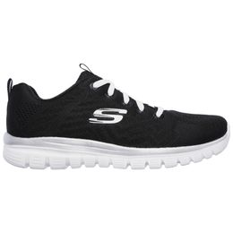 Skechers Damen Sneaker "GRACEFUL - GET CONNECTED", Gr. 39, schwarz-wei&szlig;, Textil, Schuhe, Freizeitschuh, Halbschuh, Schn&uuml;rschuh in Schuhweite G (weit)