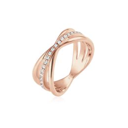 Elli Premium Damen Fingerring "Wickelring Blogger Kristalle 925 Silber", 58mm,mit Steinen, Silber 925 (Sterlingsilber), 2mm, rosa, Silber 925