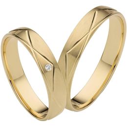 Firetti Damen Trauring "Schmuck Geschenk Gold 375 Hochzeit Ehering "LIEBE"", 58, 0,01 SI = kleine Einschl&uuml;sse mit Brillant, Gelbgold 375, 4mm, gold,