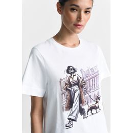 RICHROYAL Damen T-Shirt "Woman and Dog"wei&szlig;, Gr. L, Single Jersey, Obermaterial: 100% Baumwolle, Shirts