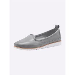 Andrea Conti Damen Slipper, Gr. 40, grau, Glattleder, Leder, Schuhe