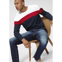 H.I.S. H.I.S Herren Rundhalspullover "neue Farben", wei&szlig;, Gr. XL, Feinstrick, Obermaterial: 50% Baumwolle, 50% Polyacryl, Pullover, Colorblocking, in