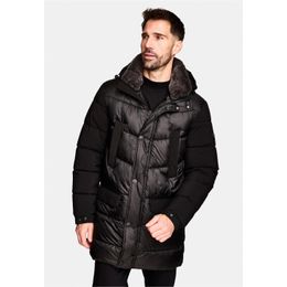 NEW CANADIAN Herren Parka, schwarz, Gr. 25, unifarben, 100% Polyester, Jacken, mit kuscheligem Kunstfellbesatz an der Kapuze