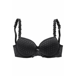 Lascana Damen Schalen-BH, Gr. 85, schwarz, Spitze, Obermaterial: 88% Polyamid, 10% Elasthan, 2% Polyester, BHs, mit B&uuml;gel, mit verzierten Tr&auml;gern,