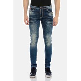 Cipo & Baxx CIPO & BAXX Herren Straight-Jeans "Jeans", blau, Basic, Gr. 36, unifarben, 99% Baumwolle, 1% Elasthan, Jeans, im Straight Fit-Schnitt, CD557