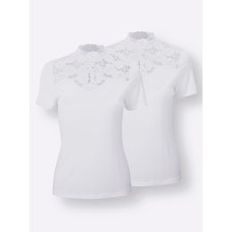 Nina von C. Damen Blazershirt mit Spitze am Stehkragen, wei&szlig;, Gr&ouml;&szlig;e 38