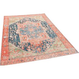 Teppich Tom Tailor HOME, B:48cm H:5mm L:70cm, bunt, Baumwolle, Kunstfaser, Wohnzimmer, Teppiche, "Funky Orient Heriz", Kurzflor, Orient-Optik,