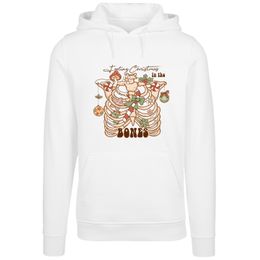 F4NT4STIC Damen Kapuzenpullover "Feeling Christmas in the bones", wei&szlig;, Gr. S, Obermaterial: 65% Baumwolle, 35% Polyester, Pullover, Premium Qualit&auml;t