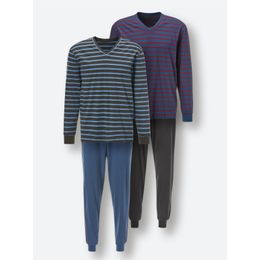 w&auml;schepur men Herren Schlafanz&uuml;ge, graphit + jeansblau, Gr&ouml;&szlig;e 56/58