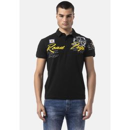 Cipo & Baxx CIPO & BAXX Herren Poloshirt, schwarz, Gr. XXL, bedruckt, Jersey, Obermaterial: 95% Baumwolle, 5% Elasthan, Shirts