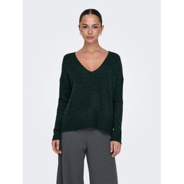 Jacqueline de Yong JDY Damen V-Ausschnitt-Pullover "JDYELANORA L/S V-NECK PULLO. KNT NOOS", gr&uuml;n, Gr. M, meliert, unifarben, Strick, Obermaterial: 74% Polyacryl, 20%