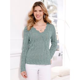 Classic Basics Damen Ajourpullover "Ajour-Pullover", gr&uuml;n, Gr. 54, meliert, 100% Polyacryl, Pullover