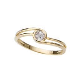 Firetti Damen Goldring "Schmuck Geschenk Gold 333 Teilweise mehrreihig, massiv", 19, 0,03 P2 = erkennbare Einschl&uuml;sse, Diamanten Gelbgold 333, 5,6mm,