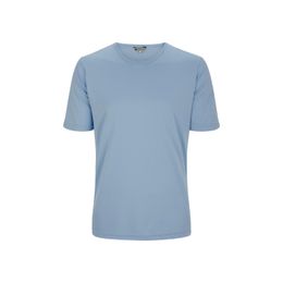 Damen T-Shirt, blau, Gr. 48, Ahorn Sportswear, bestickt, 100% Polyester, Shirts, mit Rundhalsausschnitt
