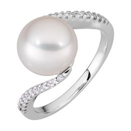 OROLINO Damen Fingerring "Gold 585 mit 20x Brillant zus. 0,15ct. und wei&szlig;er Perle", 052 (16,6), 0,15 SI = kleine Einschl&uuml;sse, Gold, wei&szlig;, Gold,