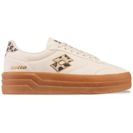 Lotto Damen Plateausneaker, Gr. 41, wei&szlig;, Synthetik, mehrfarbig, Schuhe, - mit raffinierter Plateausohle im Lagenlook