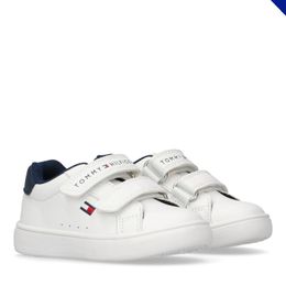 Tommy Hilfiger Damen Sneaker, Gr. 30, wei&szlig;, Synthetik, Schuhe, Klettschuh, Freizeitschuh mit Logoverzierung