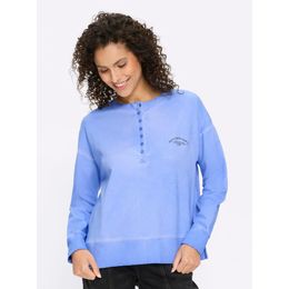 Heine Damen Sweatshirthimmelblau, Gr. 42, gemustert, 100% Baumwolle, Sweatshirts