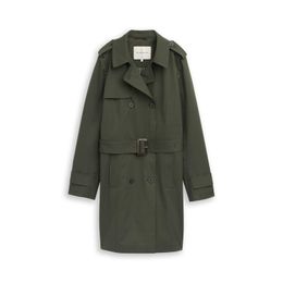 Tom Tailor Damen Trenchcoat aus wasserabweisendem Material, gr&uuml;n, Uni, Gr. S