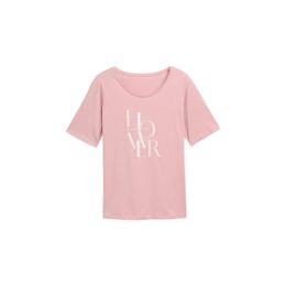 Tom Tailor Damen Plus Size - T-Shirt mit Print, rosa, Uni, Gr. 46