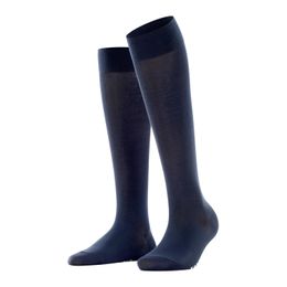 Falke Damen Kniestr&uuml;mpfe "Cotton Touch", Gr. 35, blau, Baumwollmischung, unifarben, Socken, weicher Komfortbund, druckfreier Sitz, atmungsaktiv
