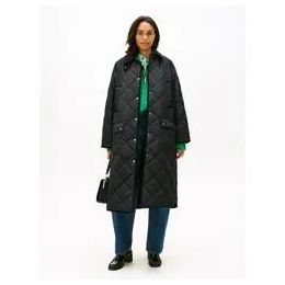 Steppmantel Tommy Hilfiger "PADDED FLAG QUILTED COAT", Damen, Gr. XXL (44), schwarz, Web, Obermaterial: 100% Polyester, unifarben, regular fit, M&auml;ntel Steppmantel