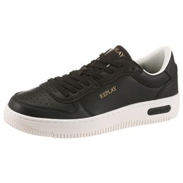 Replay Herren Sneaker, Gr. 43schwarz, Lederimitat, unifarben, Schuhe, Schn&uuml;rschuh, Halbschuh, Freizeitsneaker mit Ziern&auml;hten