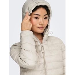 Only Damen Steppjacke "ONLTAHIA LW QUILTED HOOD JKT OTW CC OTW", beige, Gr. S, unifarben, Steppware, Obermaterial: 100% Nylon, Jacken, Kunstfaser